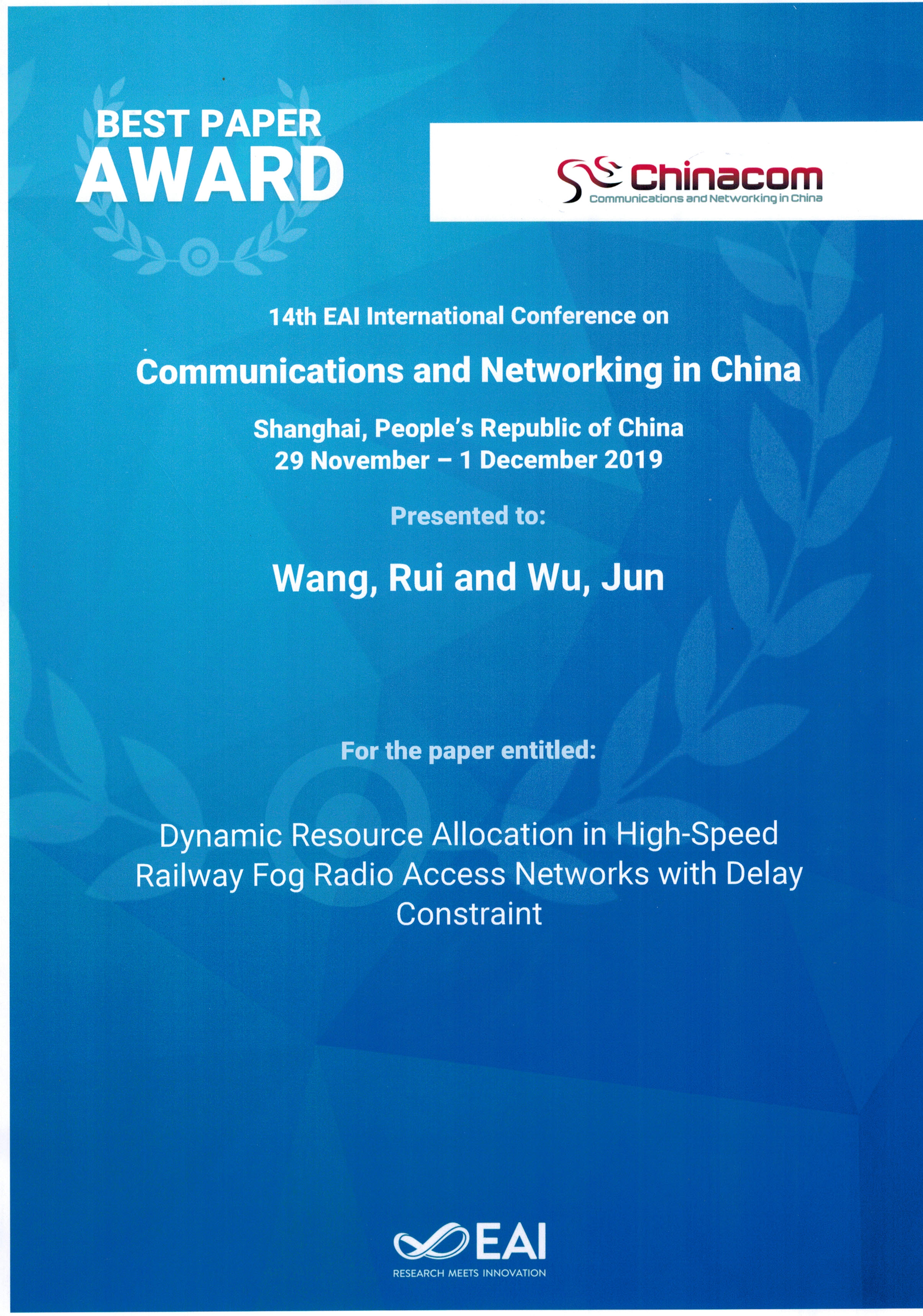 Awards | Prof. Jun Wu